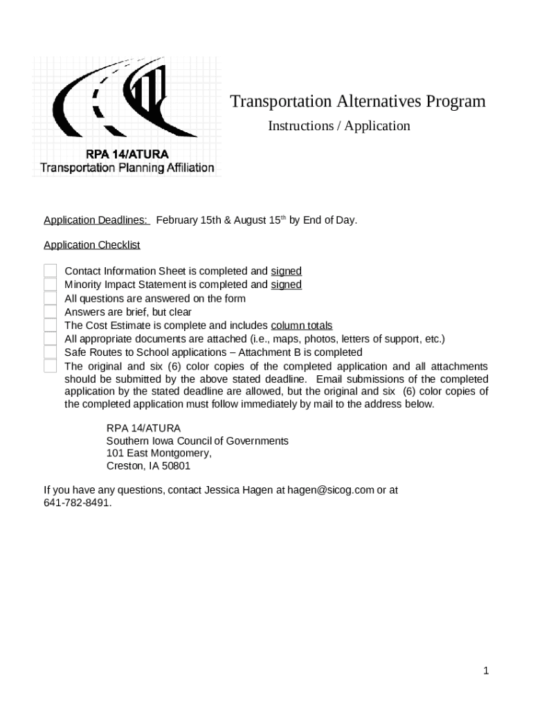 Transportation Alternatives Application Guidance Doc Template | pdfFiller