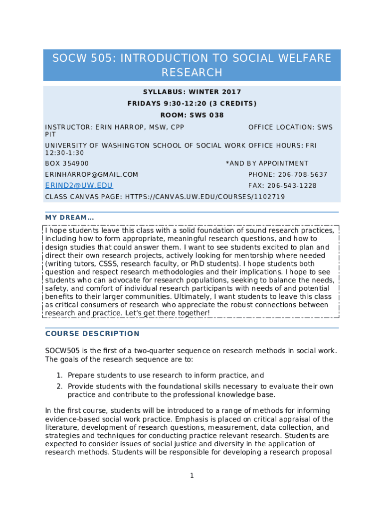 Syllabus and Assignments - UW School of Social Work - socialwork uw Doc ...
