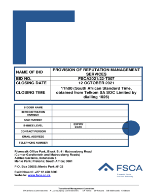 Fillable Online MASTER TEMPLATE-V2FOR SERVICES - FSCA Fax Email Print - pdfFiller
