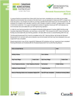 Fillable Online Environmental Farm Plan RenewalSustain, Manage ...