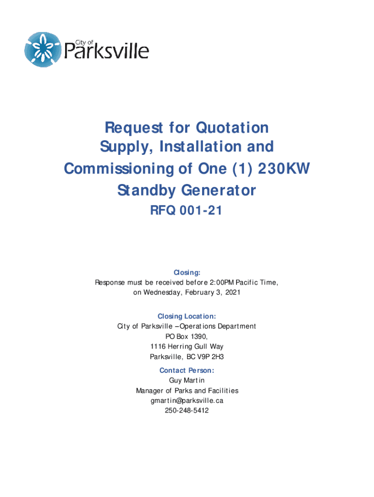 Fillable Online Request for Quotation Supply, Installation and ...