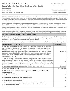 Fillable Online 2021 Tax Rate Calculation Worksheet - Red River County ...