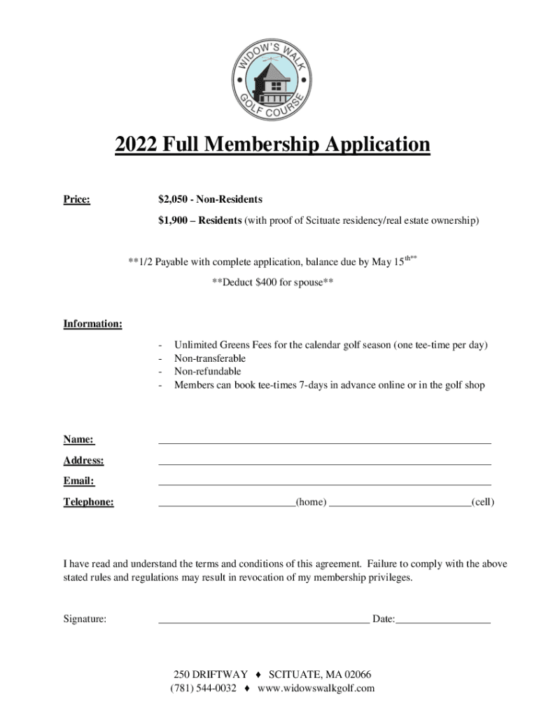 Fillable Online 2022 Full Membership Application Fax Email Print ...