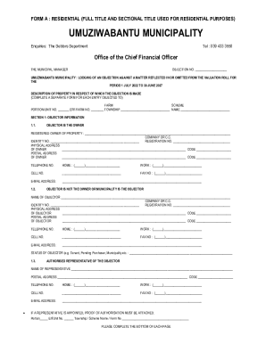 Fillable Online Residential Form A Appeal - Overstrand Municipality Fax Email Print - pdfFiller