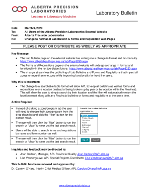 Fillable Online Change to Format of Lab Bulletin & Forms and ...