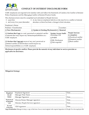 Fillable Online Conflict of Interest Disclosure FormCommunity Living BC Fax Email Print - pdfFiller