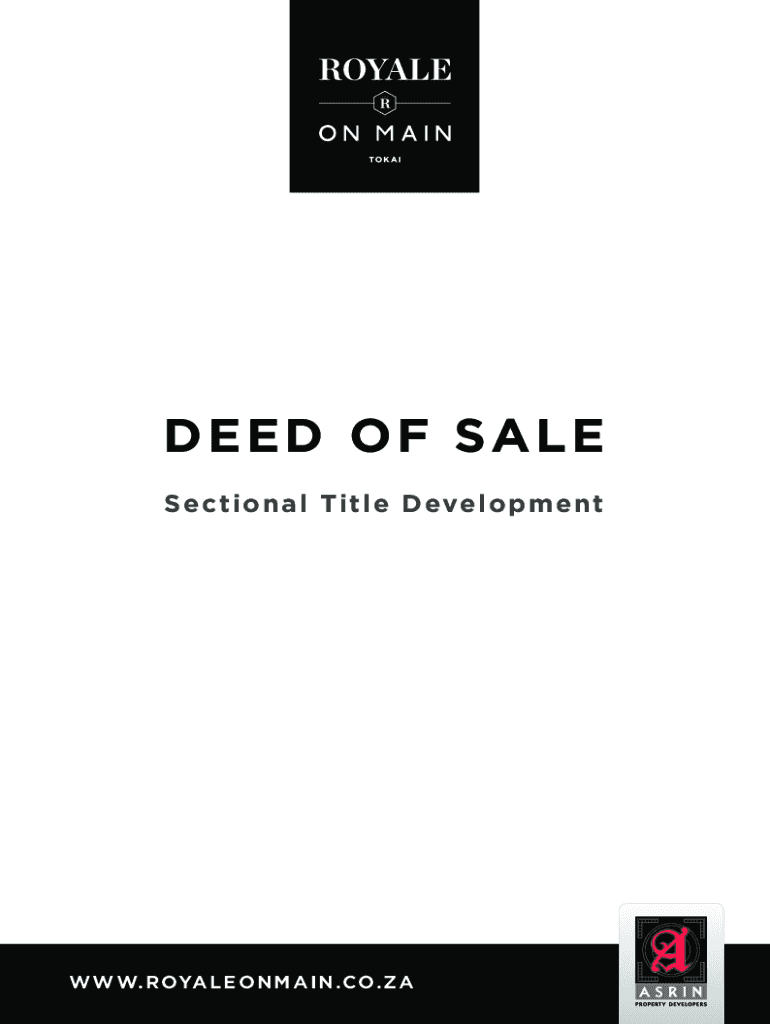 Fillable Online DEED OF SALE - Royale on MainTokai Fax Email Print ...