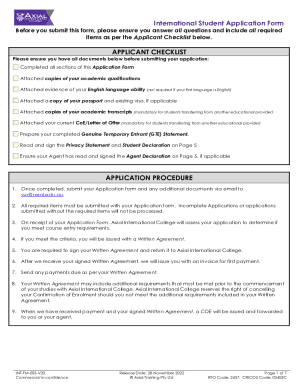 Fillable Online INT-FM-003-V20 International Student Application Form ...