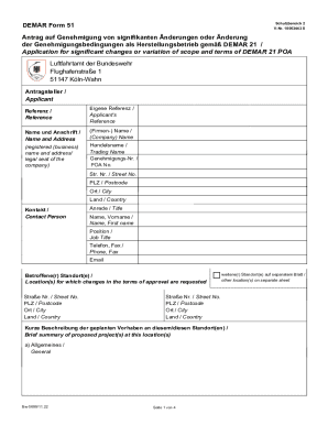 Fillable Online DEMAR Form 50 - Antrag auf Genehmigung als Herstellungsbetrieb gem 21.A ...