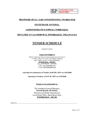 Fillable Online TENDER SCHEDULE - SBI Fax Email Print - pdfFiller