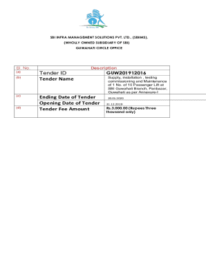 Fillable Online Tender ID Tender Name Ending Date of Tende Opening ...