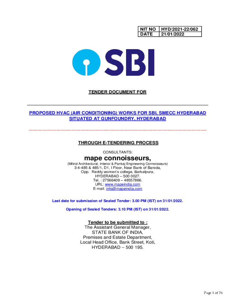 Fillable Online SBI - Tender Schedule. Fax Email Print - pdfFiller