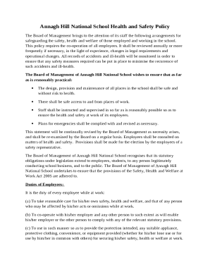 Annagh Hill National School Health and Safety Policy Doc Template ...