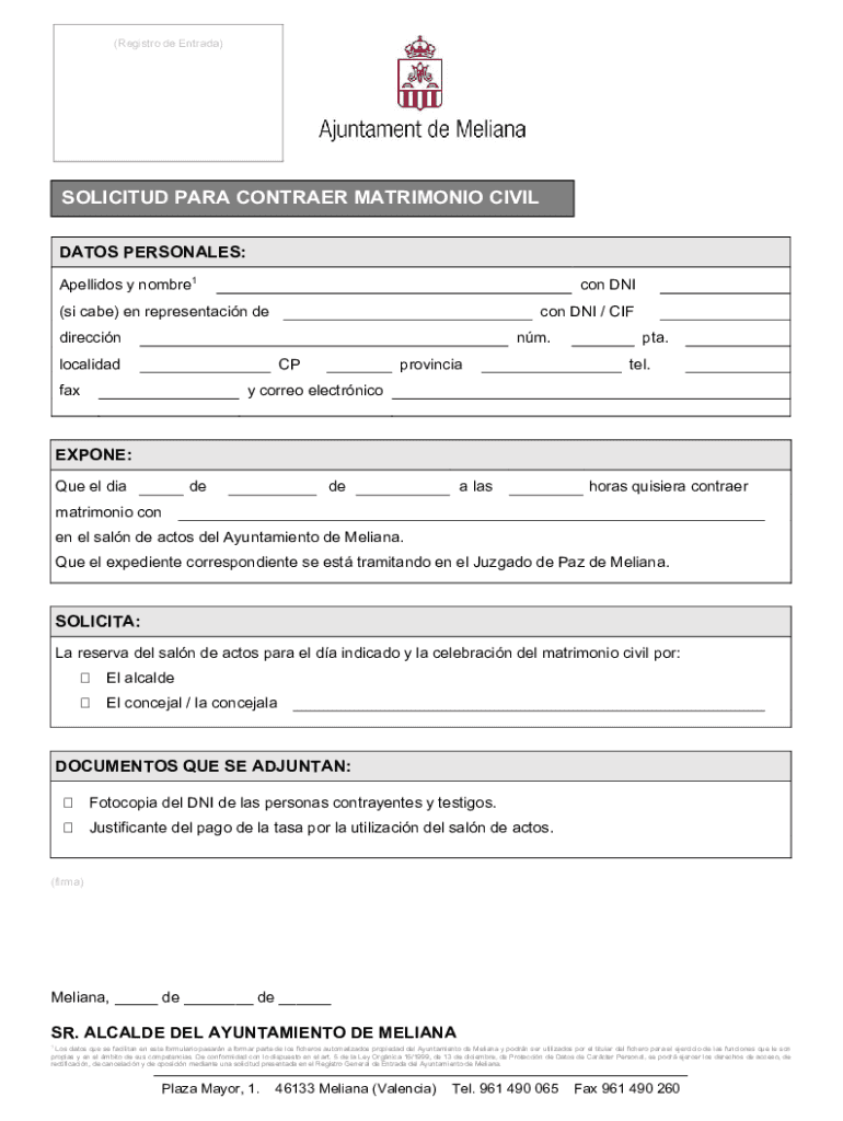 Fillable Online Solicitud de Licencia de matrimonio (Marriage License Request) Fax Email Print ...