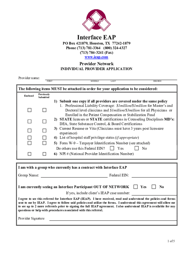 Fillable Online Forms for Mental Health Providers - Interface ...