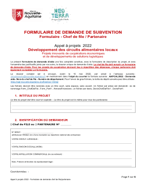 Fillable Online FORMULAIRE DE DEMANDE DE SUBVENTION - Guide des aides ... Fax Email Print ...