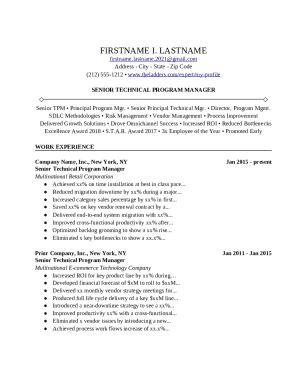 Senior Technical Program Manager Free Resume Template. Effective ...