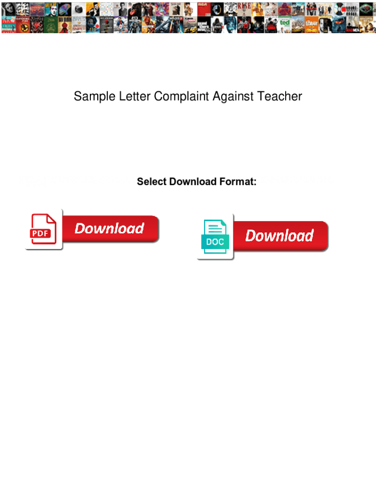Fillable Online Sample Letter Complaint Against Teacher. Sample Letter ...