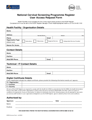 Fillable Online National Cervical Screening Programme Register User ...