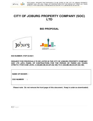 Fillable Online jhbproperty co City Of Joburg Property Company (SOC ...