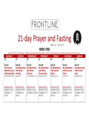 Fillable Online 21-day Prayer and Fasting - Frontline Church Fax Email ...