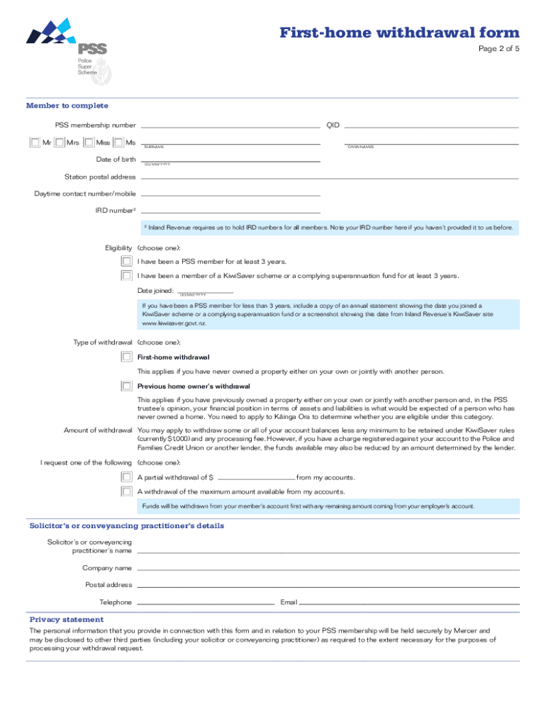 Fillable Online First-home withdrawal form - Police Super Scheme Fax Email Print - pdfFiller