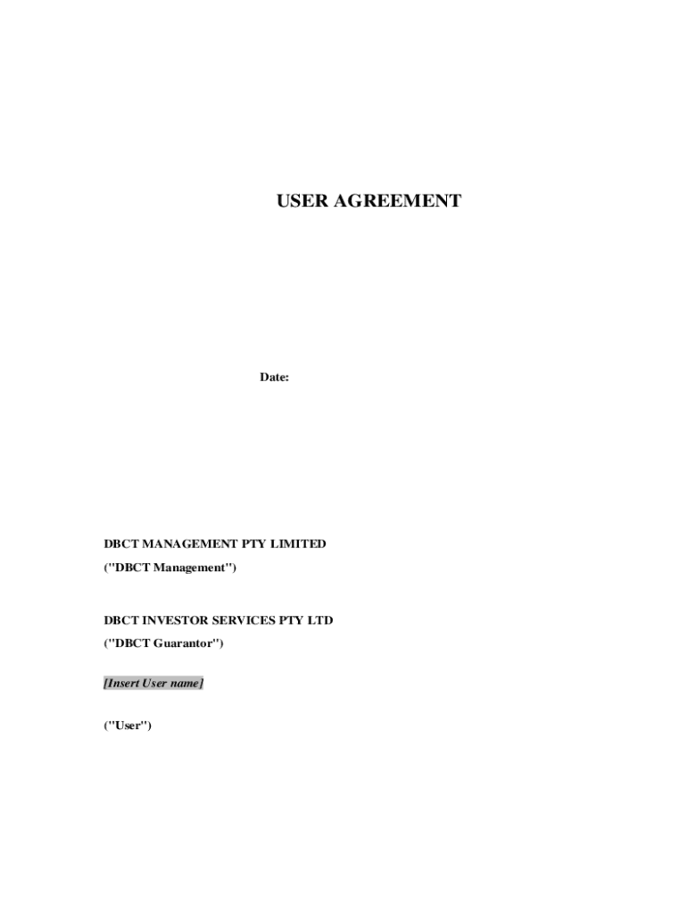 Fillable Online USER AGREEMENT Fax Email Print - pdfFiller