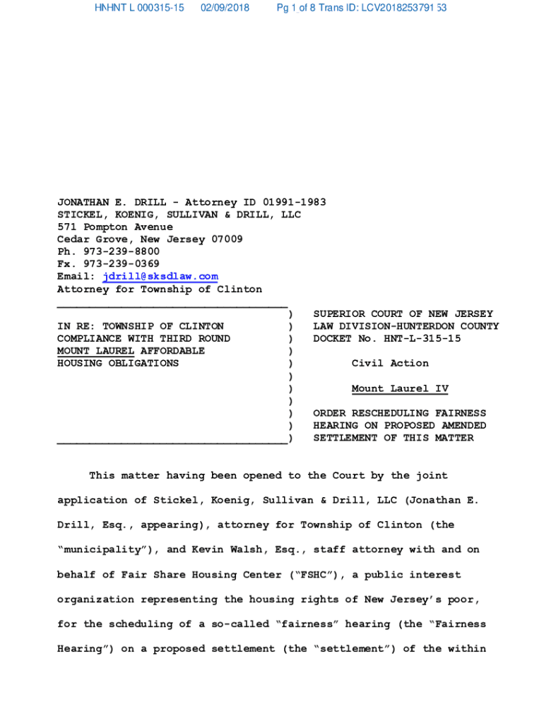 Fillable Online JONATHAN E. DRILL - Attorney ID 01991-1983 STICKEL ...