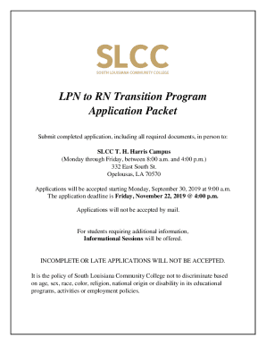 Fillable Online LPN to RN Transition Program Application Packet Fax Email Print - pdfFiller