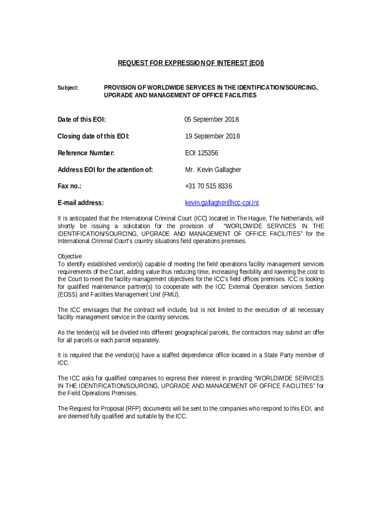 Request for Expression of Interest (EOI) - Central Bank of India Doc Template | pdfFiller