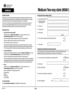 Fillable Online Medicare Two-way claim form (MS001) - Services ...