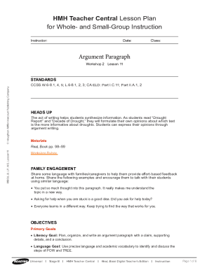 Fillable Online HMH Teacher Central Lesson Plan for Whole- and Small ...