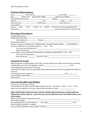 Fillable Online New Patient Child Information Form (Please Print and ...