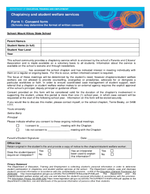 Fillable Online Introduction to the Online Services Consent Form for ...