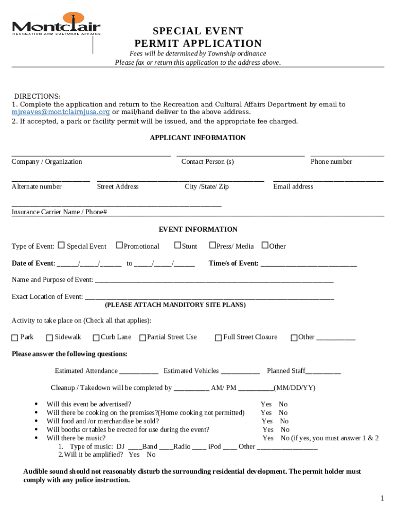 Special Event Application - Merced County Doc Template | pdfFiller