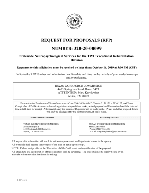 Fillable Online twc texas REQUEST FOR PROPOSALS (RFP) Future of Texas ...