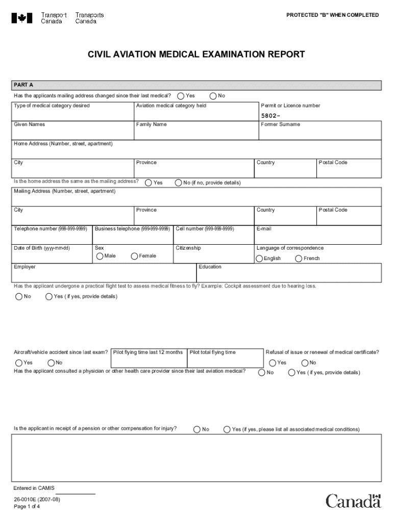 Canada civil aviation medical examination report: Fill out & sign ...