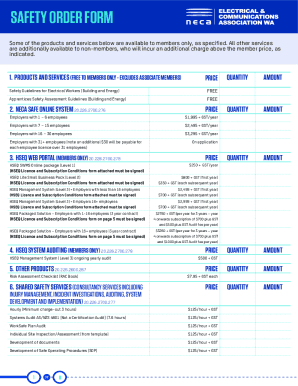Fillable Online Safety Order FormNECA Fax Email Print - pdfFiller