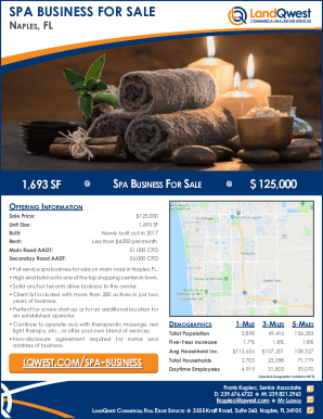 Fillable Online SPA BUSINESS FOR SALE - BizBuySell Fax Email Print ...
