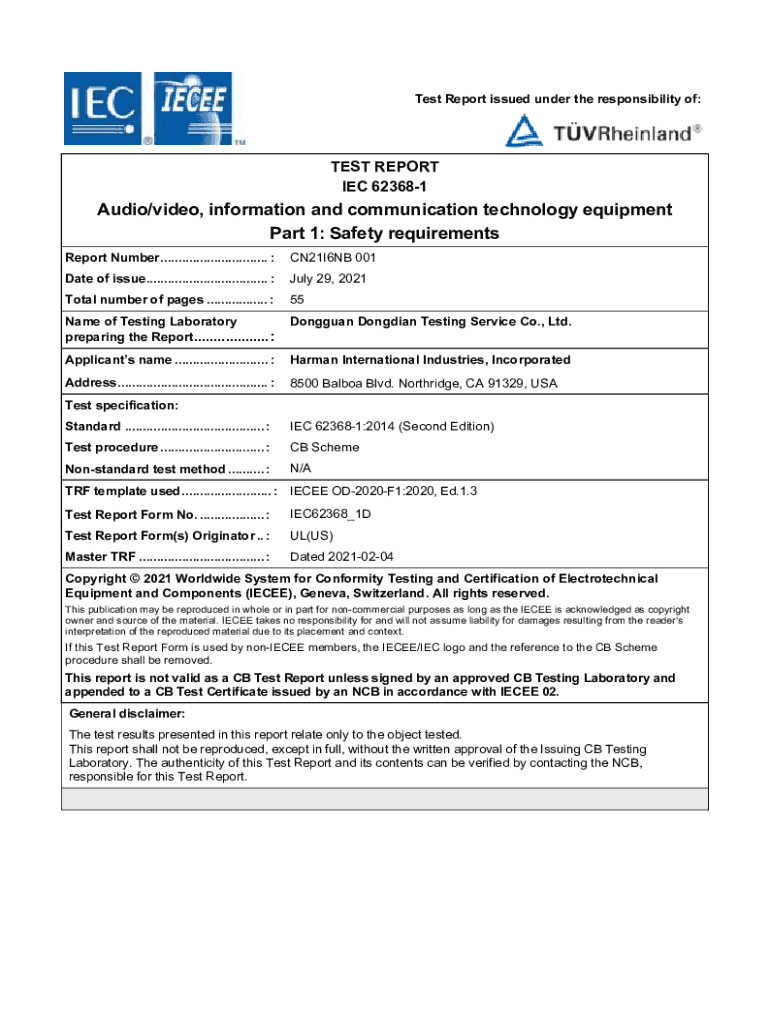Fillable Online TEST REPORT EN 62368-1 Audio/video, information and ...