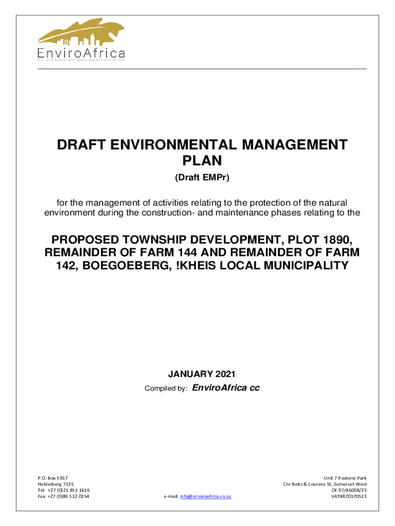 Fillable Online Appendix G: Environmental Management Programme - SANBI ...