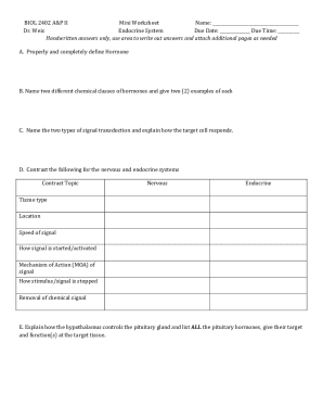 Fillable Online BIO 2402 Human Anatomy and Physiology of Metabolism and ...