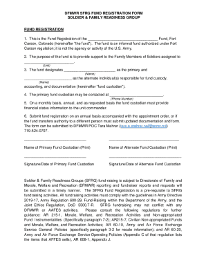Fillable Online DFMWR SFRG FUND REGISTRATION FORM Fax Email Print ...