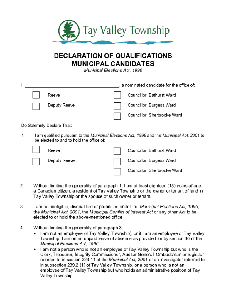 Fillable Online Form EL18(A) - Declaration of Qualifications ...