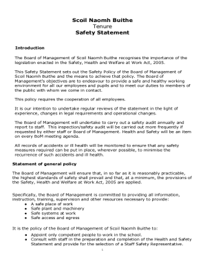 Fillable Online Policy Statement on Safety, Health and Welfare at Work ...