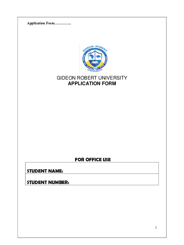 Fillable Online Application form... - Gideon Robert university-main ...