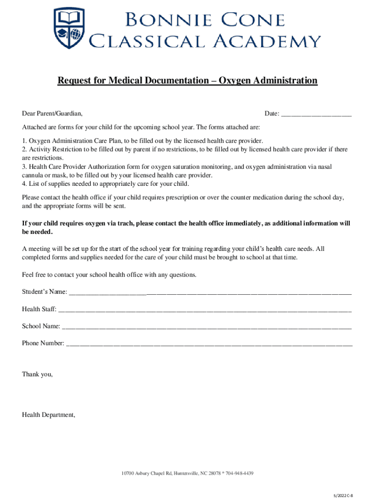 Fillable Online Request for Medical DocumentationOxygen Administration ...