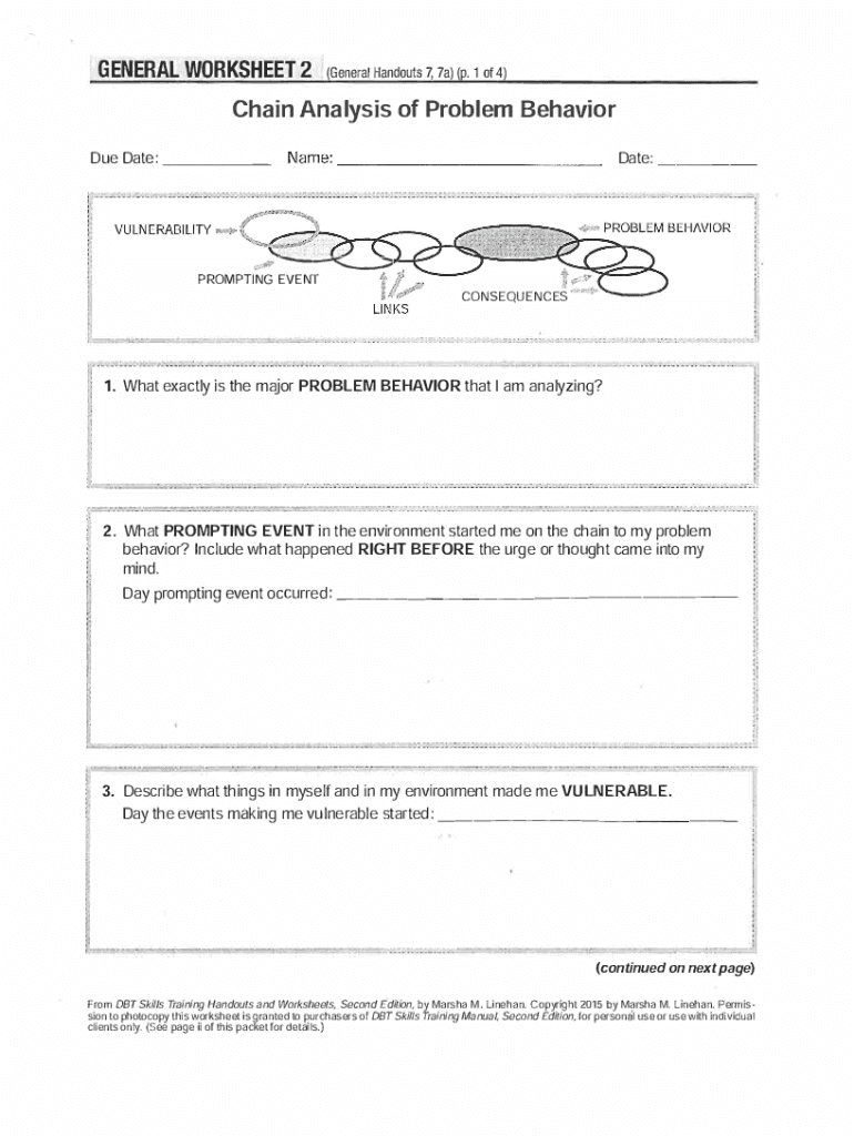 Fillable Online Behavior chain analysis worksheet: Fill out & sign ...