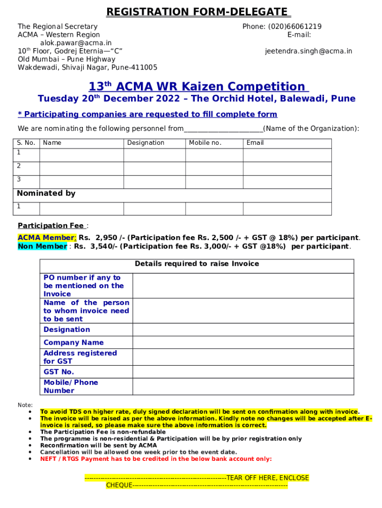 The Orchid Hotel, Balewadi, Pune - ACMA Doc Template | pdfFiller