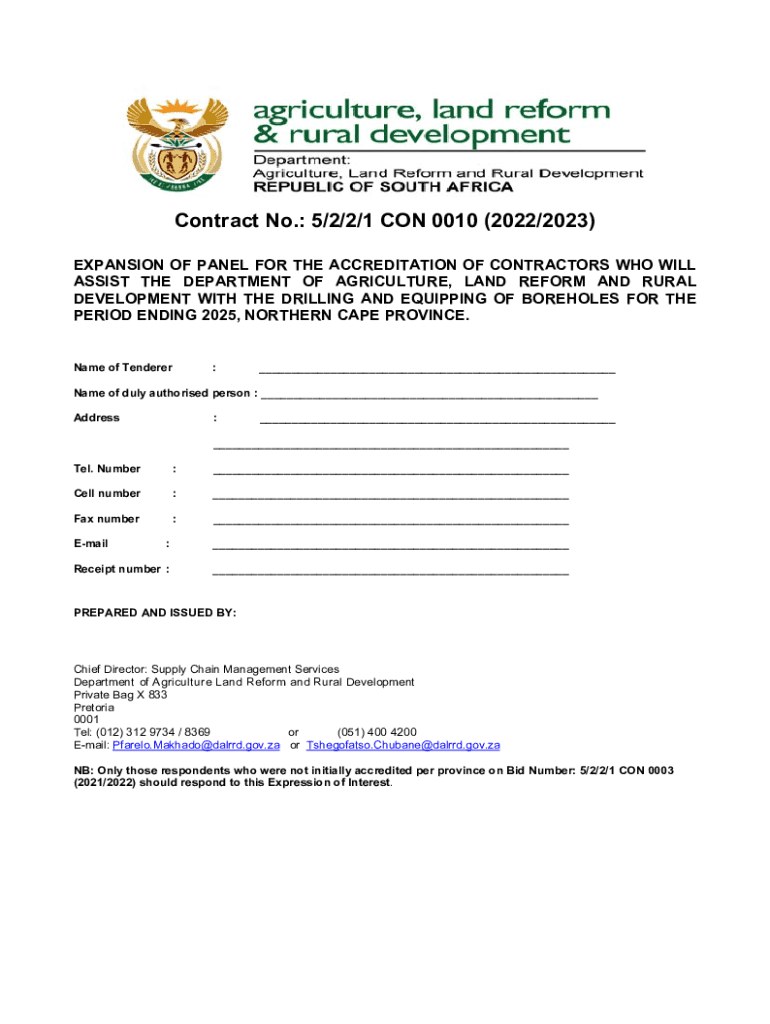 Fillable Online EXPANSION OF PANEL FOR THE ACCREDITATION OF CONTRACTORS ...